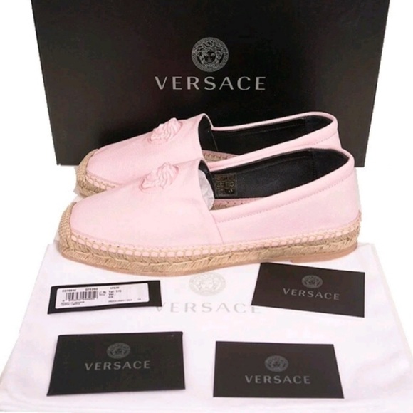 Versace | Shoes | Versace Light Pink Canvas La Medusa Logo Espadrille ...